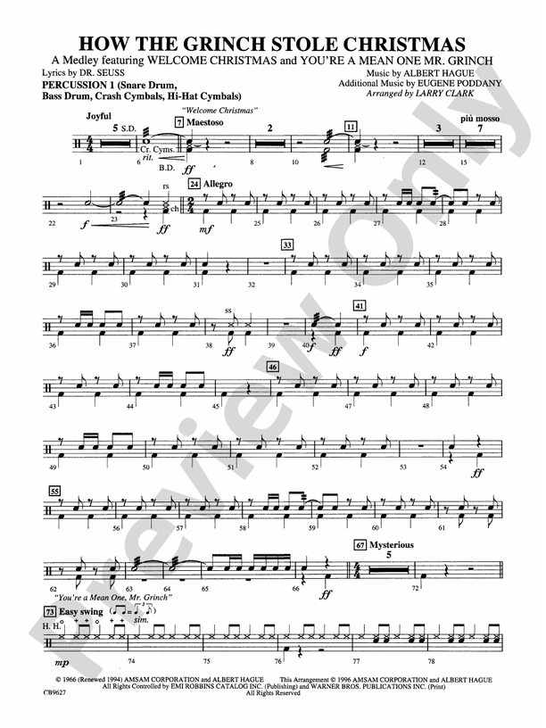 How the Grinch Stole Christmas: 1st Percussion: 1st Percussion Part ...