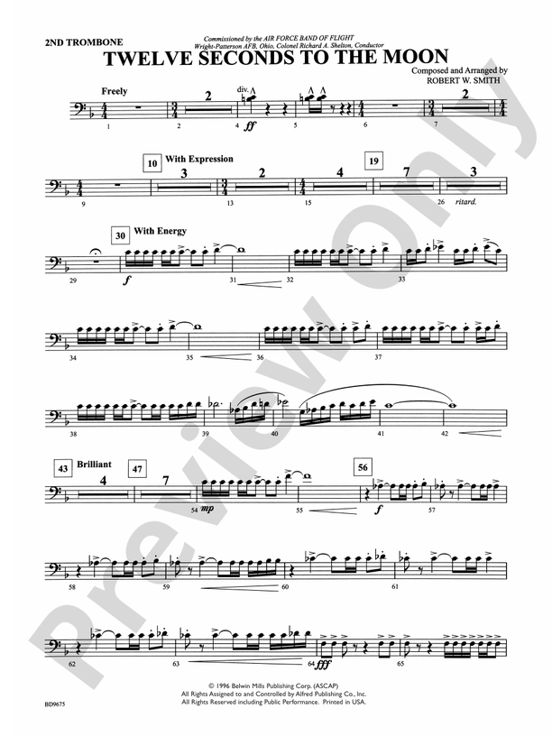 Twelve Seconds to the Moon: 2nd Trombone: 2nd Trombone Part - Digital ...