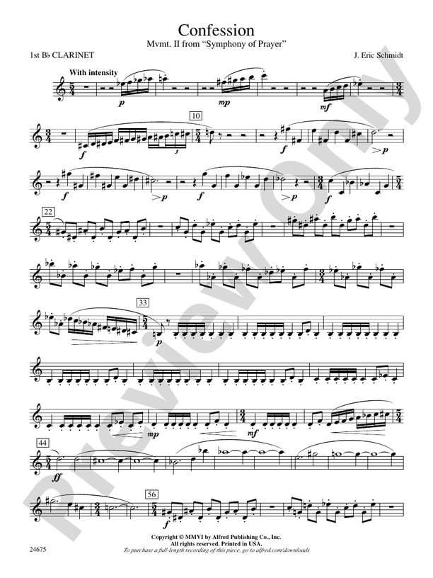 Confession (Movement 2 of Symphony of Prayer): 1st B-flat Clarinet: 1st ...