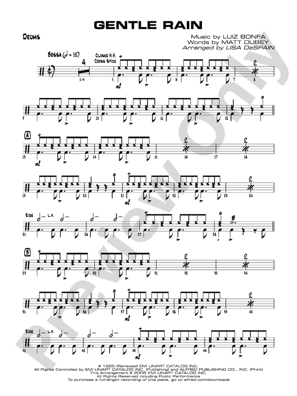 Gentle Rain: Drums: Drums Part - Digital Sheet Music Download