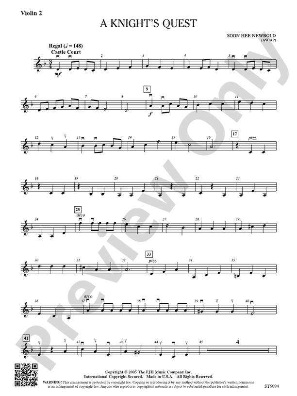 A Knight's Quest: Violin 2: Violin 2 Part: Soon Hee Newbold - Digital ...