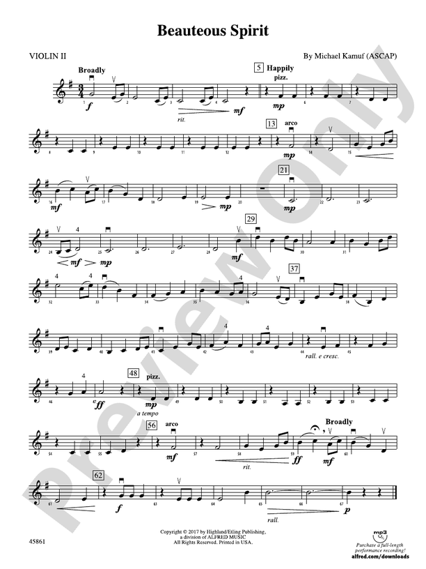 Beauteous Spirit: 2nd Violin: 2nd Violin Part - Digital Sheet Music ...