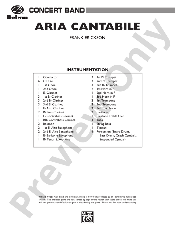 Aria Cantabile: Score: Concert Band Score - Digital Sheet Music Download