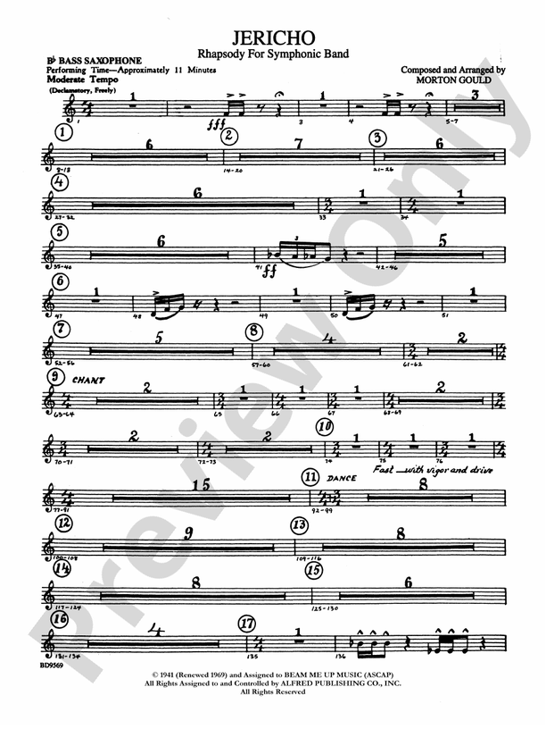 Jericho: B-flat Bass Saxophone: B-flat Bass Saxophone Part - Digital Sheet Music Download