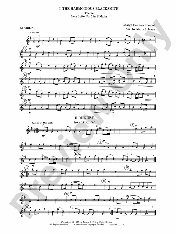 The Harmonious Blacksmith Suite: 1st Violin: 1st Violin Part - Digital ...