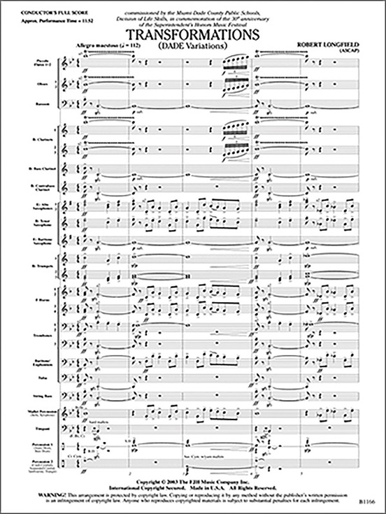 Transformations: Concert Band Conductor Score: Robert Longfield | Sheet ...