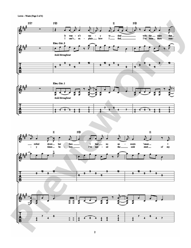 Waste: Guitar TAB: Staind - Digital Sheet Music Download
