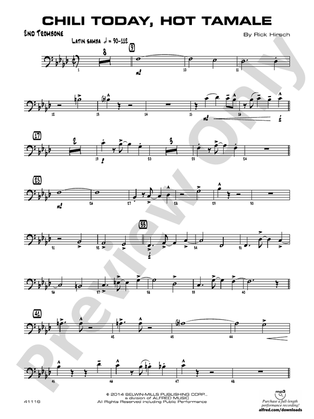 Chili Today, Hot Tamale: 2nd Trombone: 2nd Trombone Part - Digital ...