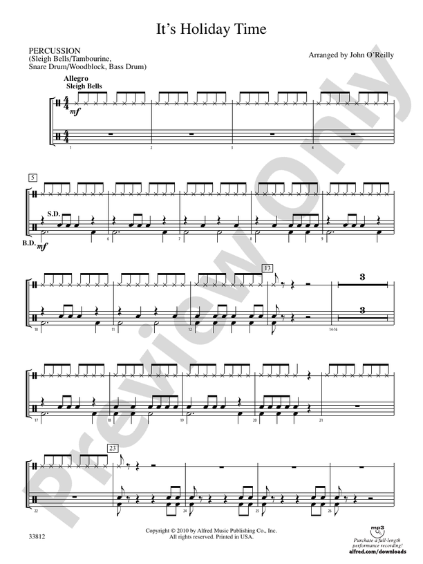 It's Holiday Time: 1st Percussion: 1st Percussion Part - Digital Sheet ...