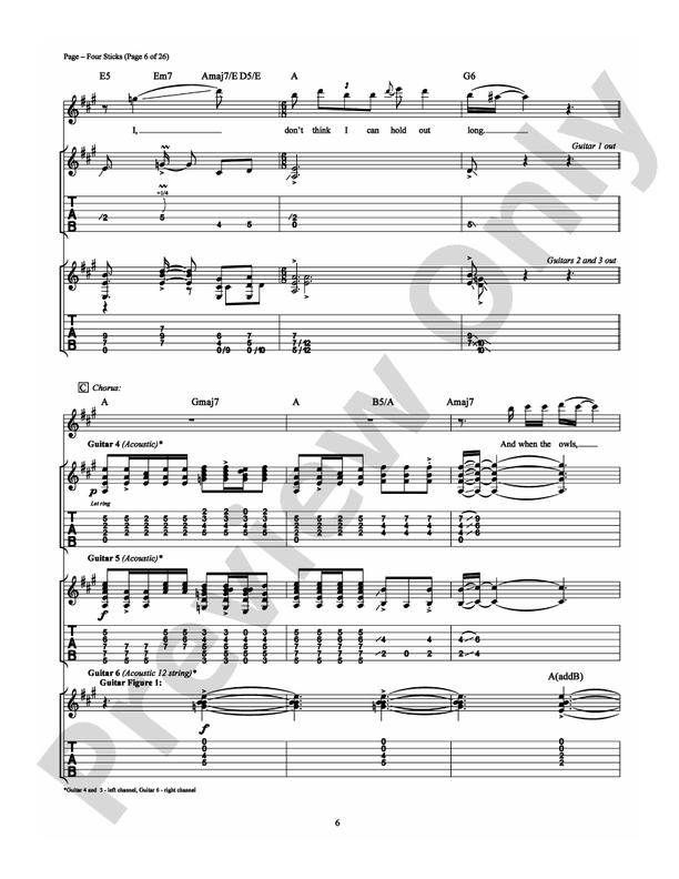 Four Sticks: Guitar TAB: Led Zeppelin - Digital Sheet Music Download