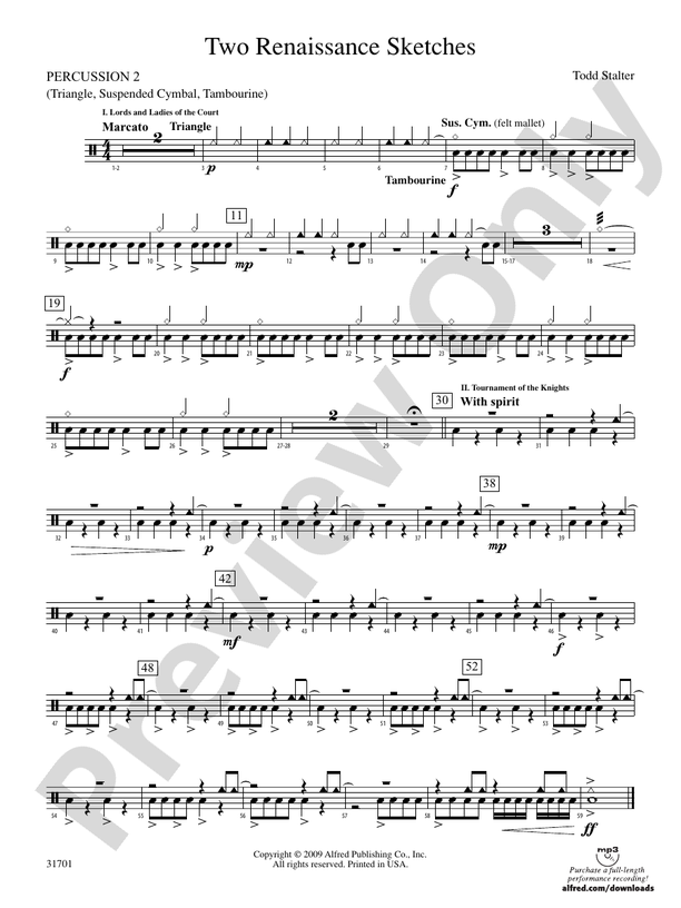 Two Renaissance Sketches: 2nd Percussion: 2nd Percussion Part - Digital Sheet Music Download