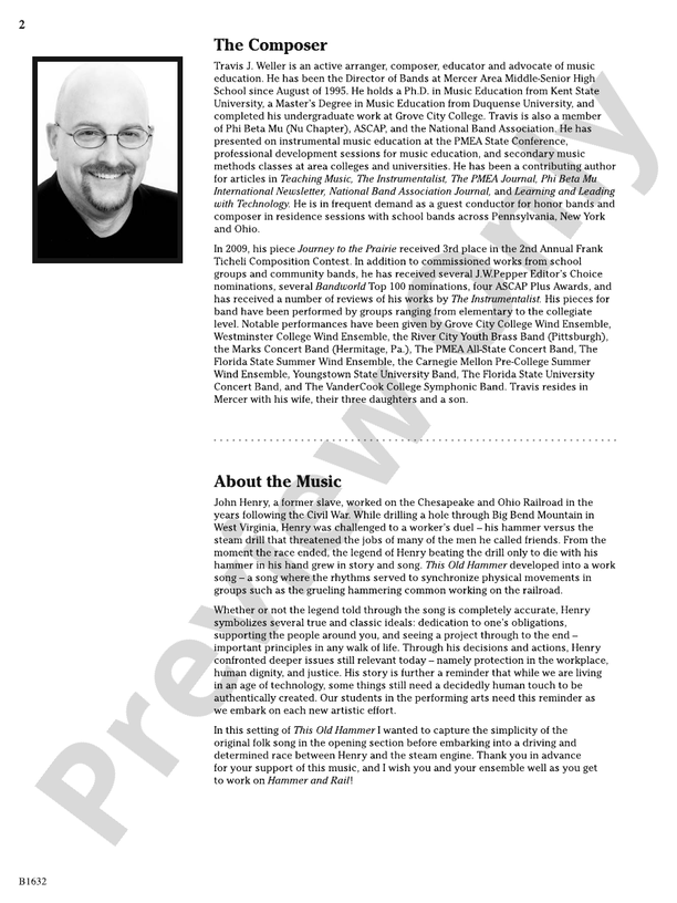 Hammer and Rail: Concert Band Conductor Score & Parts: Travis J. Weller ...