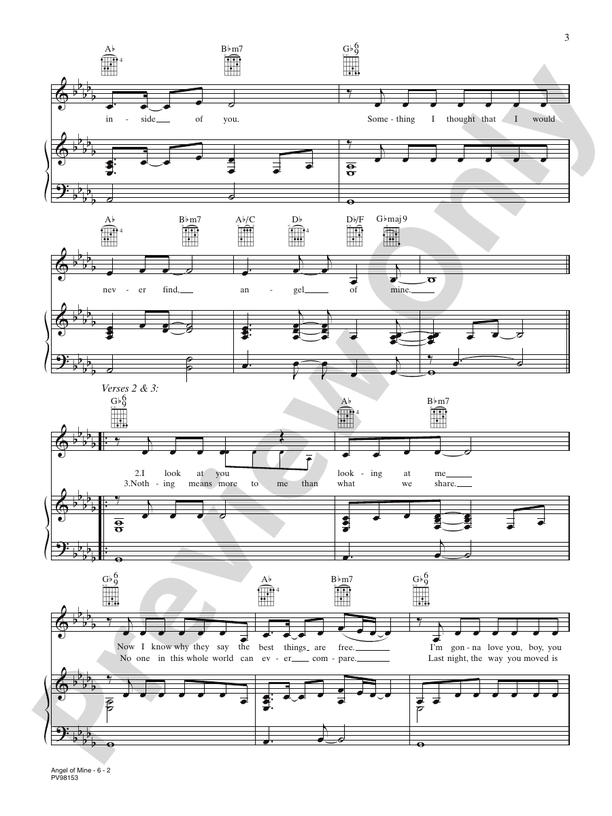 Angel of Mine: Piano/Vocal/Chords: Monica - Digital Sheet Music Download