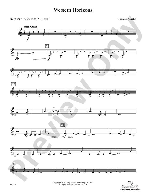 Western Horizons: (wp) B-flat Contrabass Clarinet: (wp) B-flat Contrabass Clarinet World Part ...