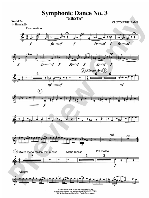 Symphonic Dance No. 3 ("Fiesta"): WP 1st Horn in E-flat: WP 1st Horn in ...
