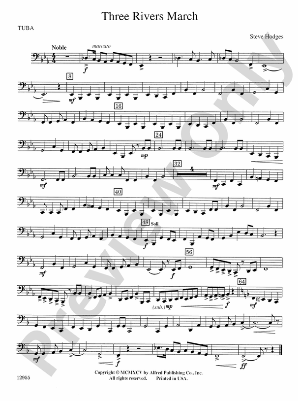 Three Rivers March: Tuba: Tuba Part - Digital Sheet Music Download