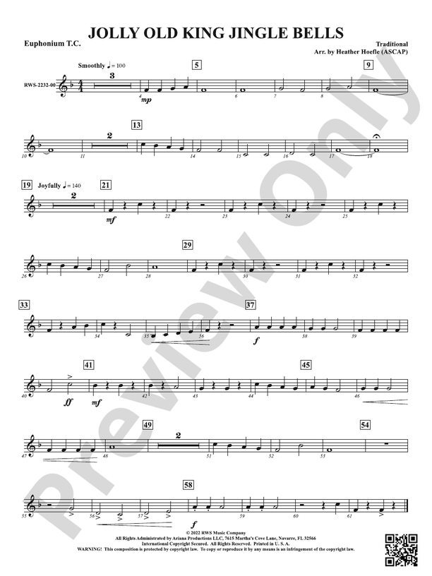 Jolly Old King Jingle Bells: Baritone T.C.: Baritone T.C. Part ...