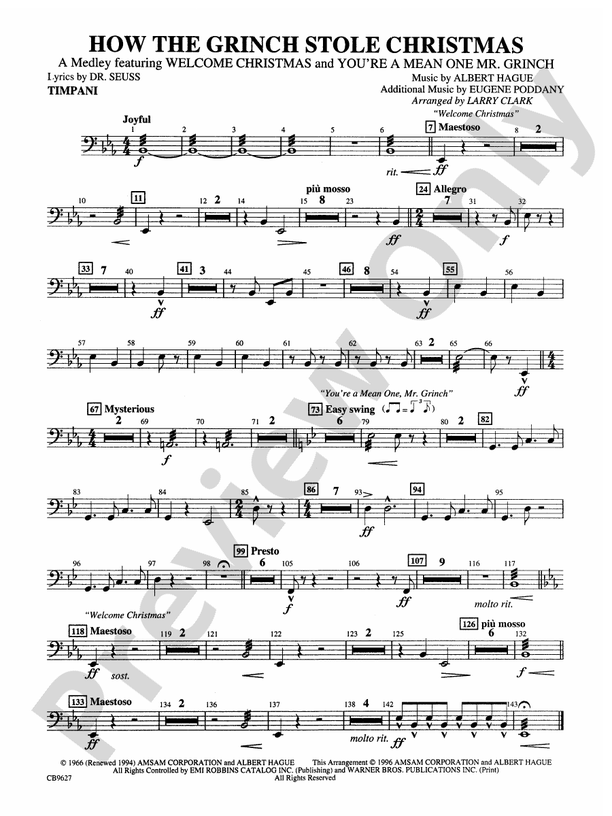 How the Grinch Stole Christmas: Timpani: Timpani Part - Digital Sheet ...
