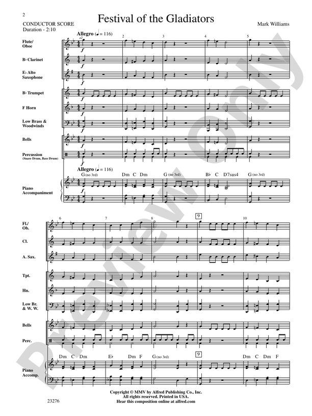 Festival of the Gladiators: Score: Concert Band Score - Digital Sheet Music Download