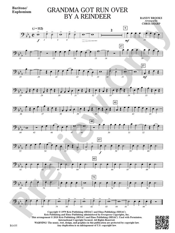 Grandma Got Run Over by a Reindeer: Baritone/Euphonium: Baritone/Euphonium Part: Randy Brooks ...