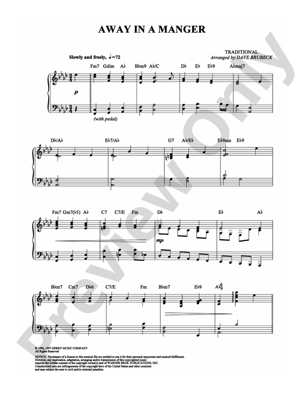 Away in a Manger: Piano: Dave Brubeck - Digital Sheet Music Download