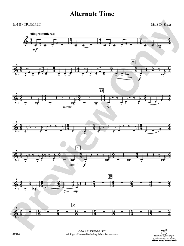 Alternate Time: 2nd B-flat Trumpet: 2nd B-flat Trumpet Part - Digital ...