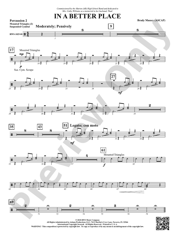 In A Better Place: 2nd Percussion: 2nd Percussion Part: Brady Massey ...
