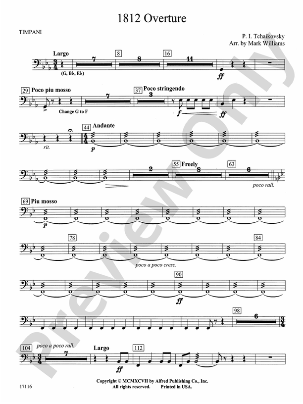1812 Overture: Timpani: Timpani Part - Digital Sheet Music Download