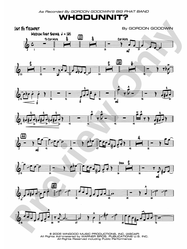 Whodunnit?: 1st B-flat Trumpet: 1st B-flat Trumpet Part - Digital Sheet Music Download
