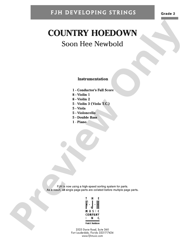 Country Hoedown: Score: String Orchestra Score: Soon Hee Newbold ...