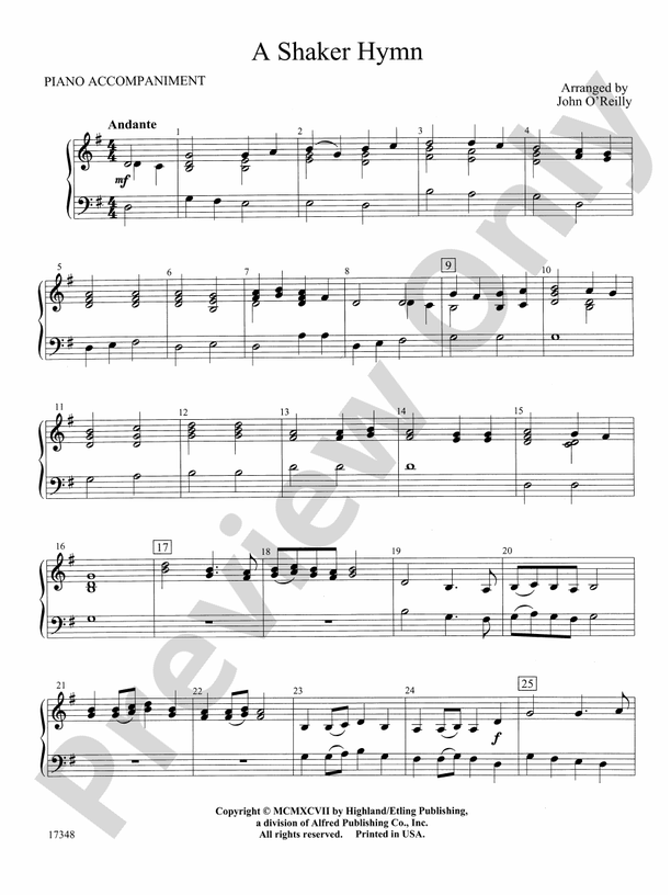 A Shaker Hymn: Piano Accompaniment: Piano Accompaniment Part - Digital ...