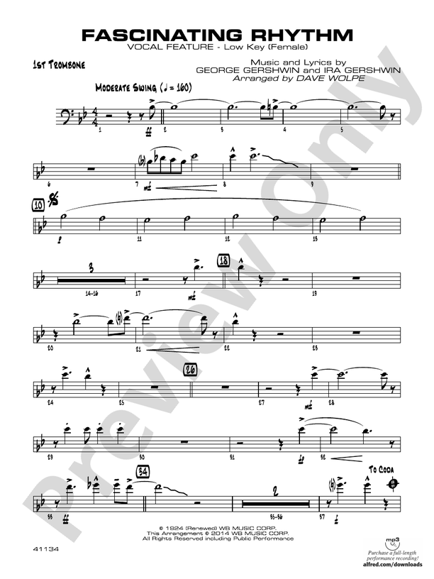 Fascinating Rhythm: 1st Trombone: 1st Trombone Part - Digital Sheet ...