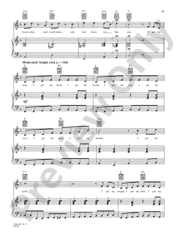 I Got Life (from "Hair"): Piano/Vocal/Chords: Galt MacDermot - Digital ...