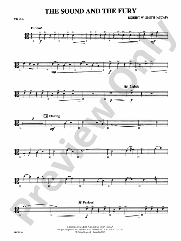 The Sound and the Fury: Viola: Viola Part - Digital Sheet Music Download