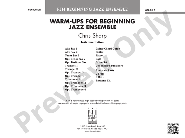 Warm-ups for Beginning Jazz Ensemble: Score: Jazz Ensemble Score: Chris ...