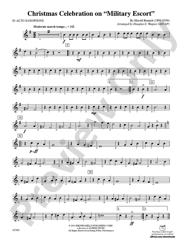 Christmas Celebration on "Military Escort": E-flat Alto Saxophone: E-flat Alto Saxophone Part ...