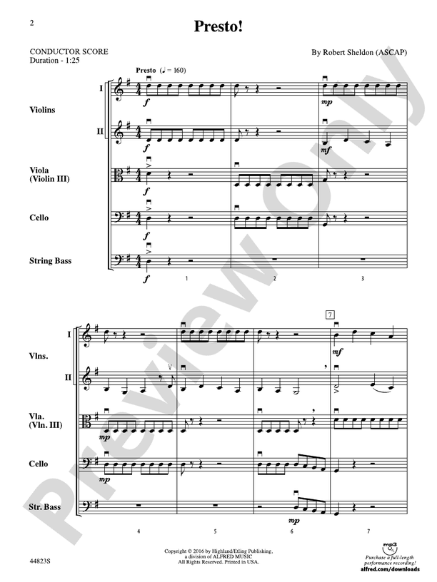 Presto!: Score: String Orchestra Score - Digital Sheet Music Download