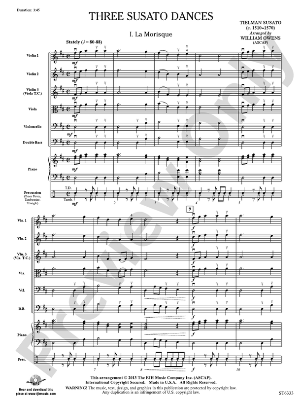 Three Susato Dances: : Tielman Susato - Digital Sheet Music Download