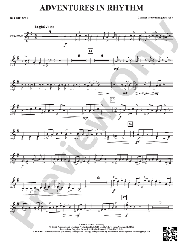 Adventures in Rhythm: 1st B-flat Clarinet: 1st B-flat Clarinet Part ...