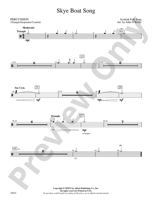 Skye Boat Song: 1st Percussion: 1st Percussion Part - Digital Sheet ...