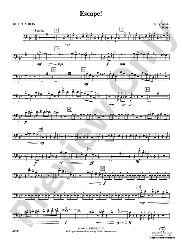 Escape!: 1st Trombone: 1st Trombone Part - Digital Sheet Music Download