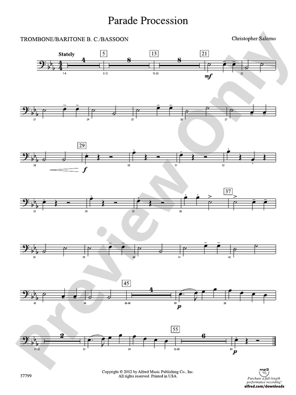 Parade Procession: 1st Trombone: 1st Trombone Part - Digital Sheet ...