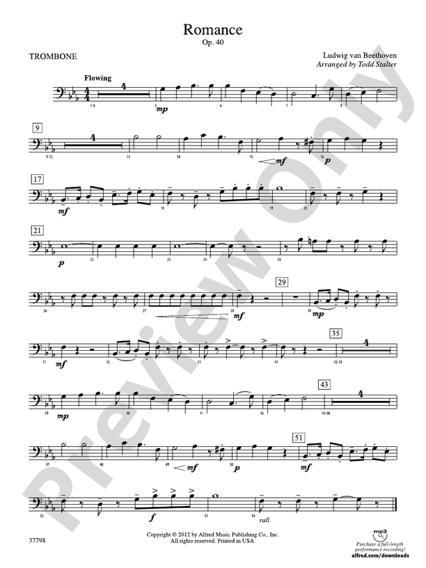 Romance, Op. 40: 1st Trombone: 1st Trombone Part - Digital Sheet Music Download
