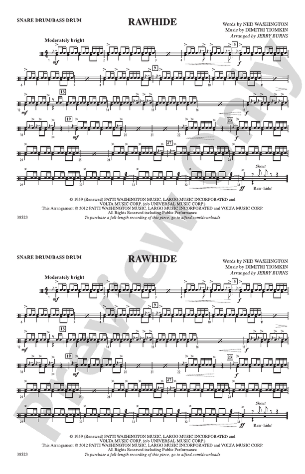 Rawhide: Snare Drum/Bass Drum: Snare Drum/Bass Drum Part - Digital ...