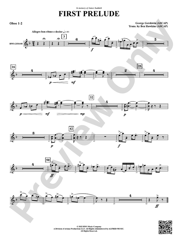 First Prelude: 1st & 2nd Oboe: 1st & 2nd Oboe Part: George Gershwin ...