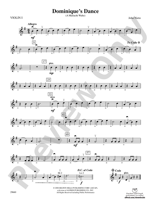 Dominique's Dance: 1st Violin: 1st Violin Part - Digital Sheet Music Download