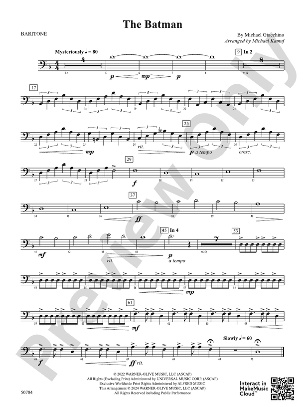 The Batman: Baritone B.C.: Baritone B.C. Part - Digital Sheet Music ...