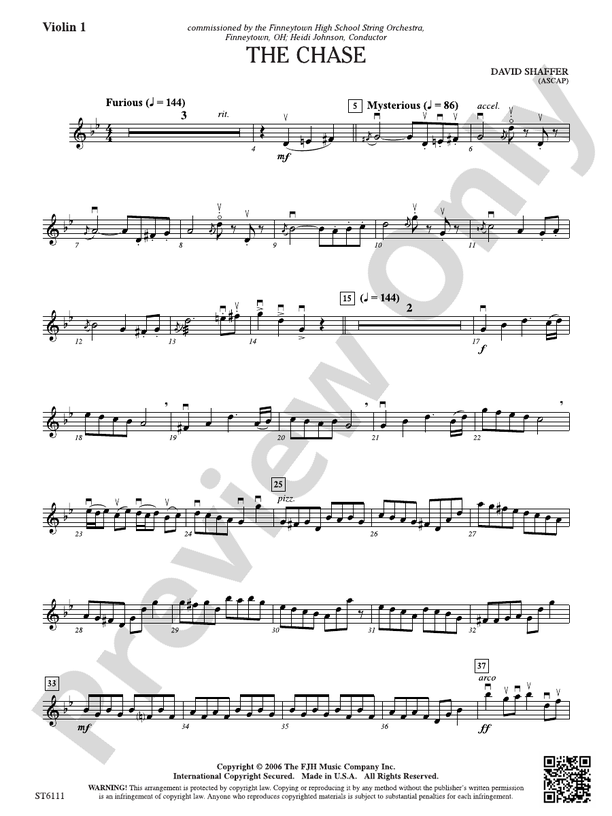 The Chase: Violin 1: Violin 1 Part: David Shaffer - Digital Sheet Music ...