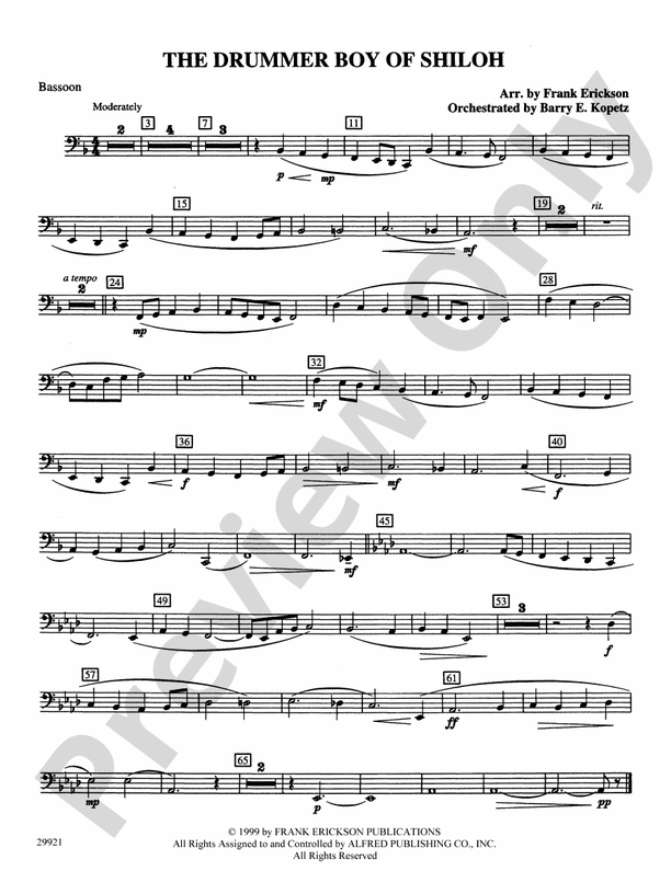 The Drummer Boy of Shiloh: Bassoon: Bassoon Part - Digital Sheet Music ...