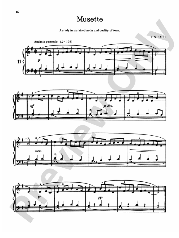 Bach: First Lessons in Bach (Ed. Carroll): 11. Musette in G Major Part ...